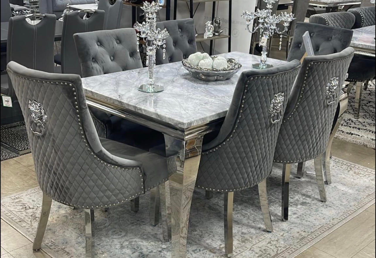 Marble table with knocker chairs store
